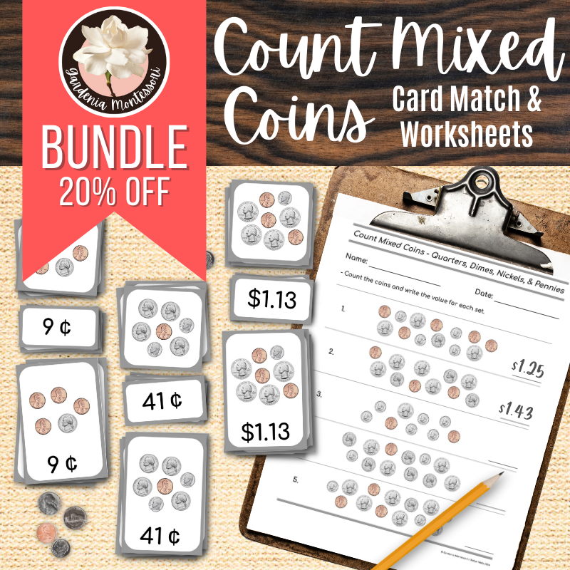 Counting Mixed Coins BUNDLE - Montessori Money Counting Coins Cards ...