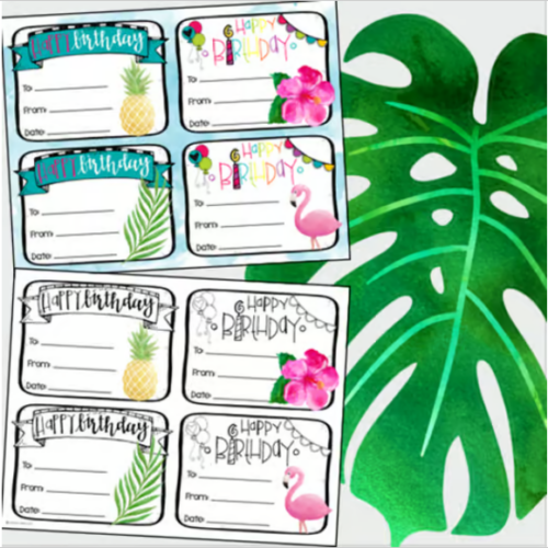 Happy Birthday Bulletin Board Display Posters Watercolor Tropical Theme ...
