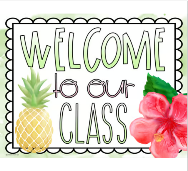 Welcome To Our Classroom Door Sign Display Watercolor Tropical Theme ...