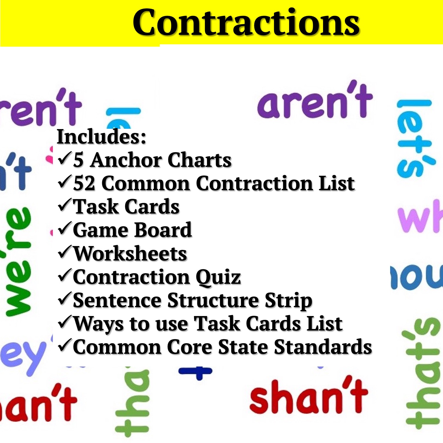 Contractions | Task Cards and 6 Worksheets | 5 Anchor Charts | Grade 3 ...