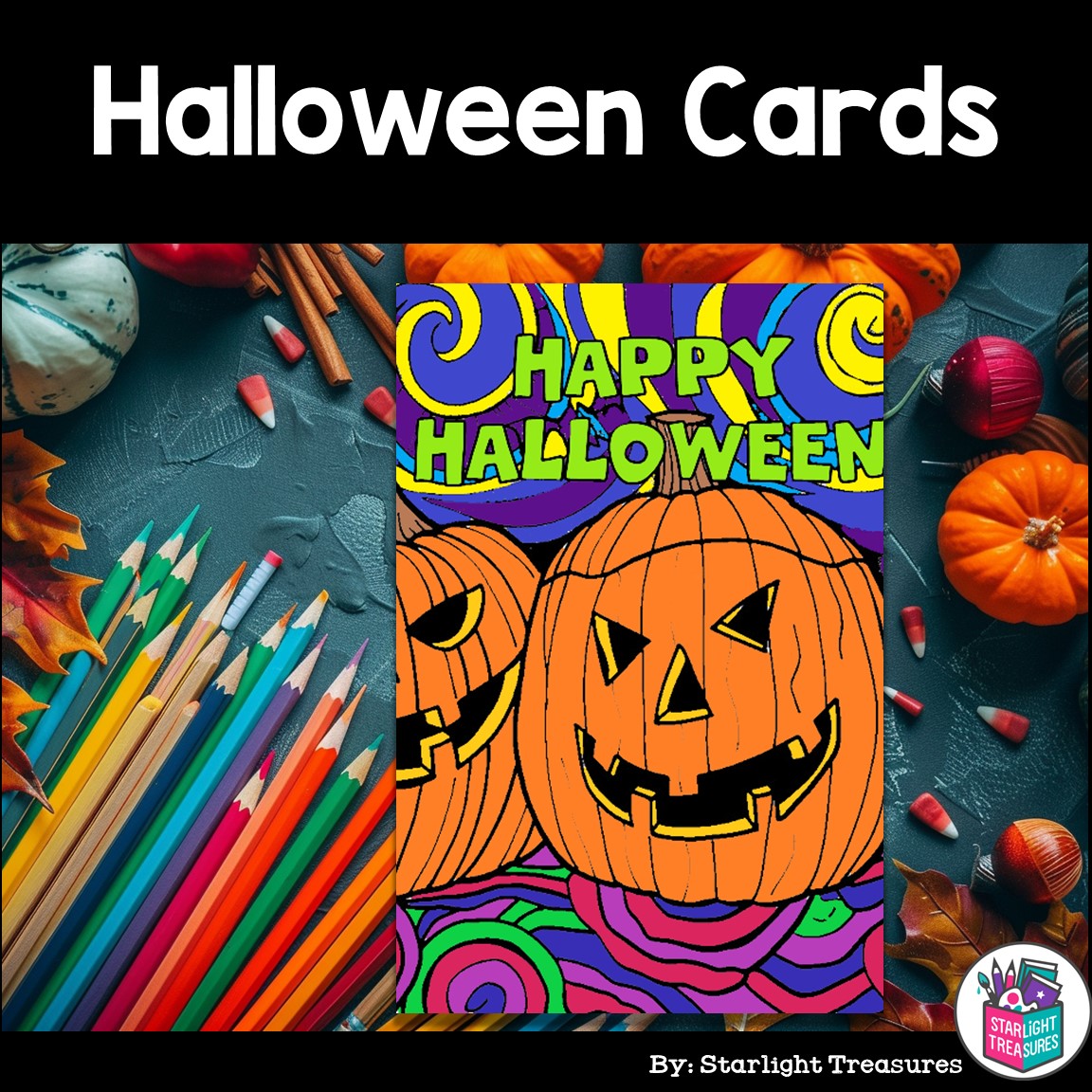 Halloween Cards to Color - Halloween Craft Activity, Coloring, Cards ...