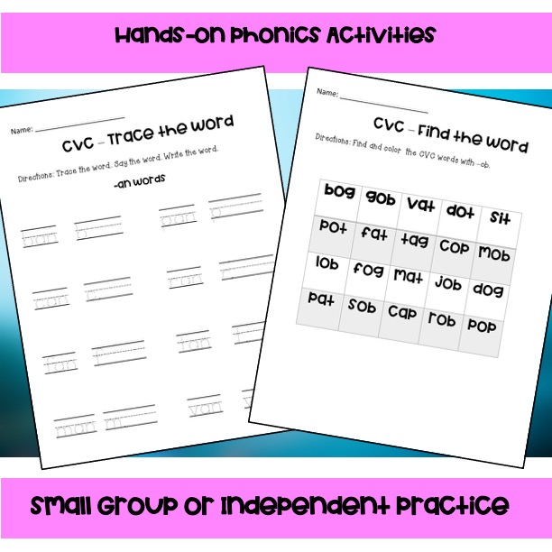 No Prep CV-VC-CVC-VCC Practice Sheets - Classful