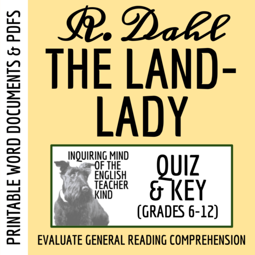 The Landlady by Roald Dahl Quiz and Answer Key - Classful