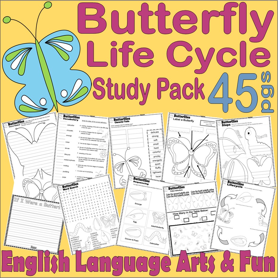 Butterfly Life Cycle Science ELA Unit Worksheets Writing Vocabulary ...