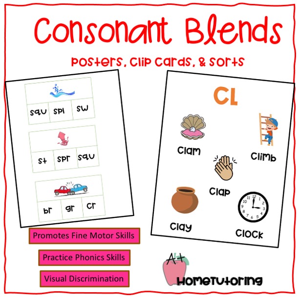 Consonant Blends Posters, Clip Cards, & Sorting Activities - Classful