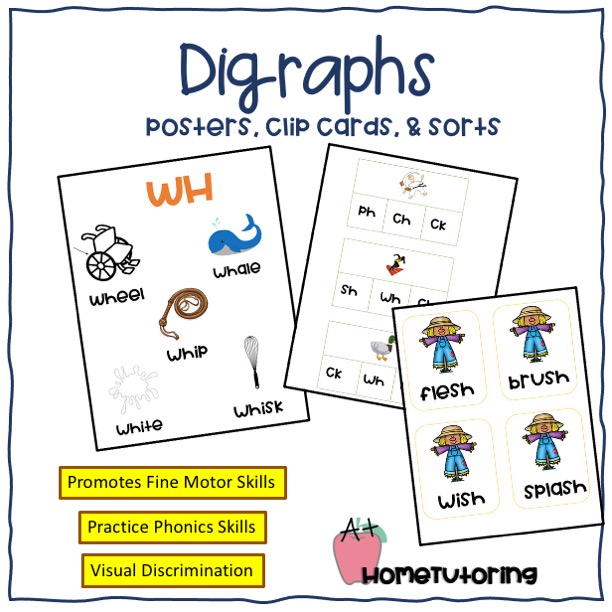 Digraphs Posters, Clip Cards, & Sorting Activities - Classful
