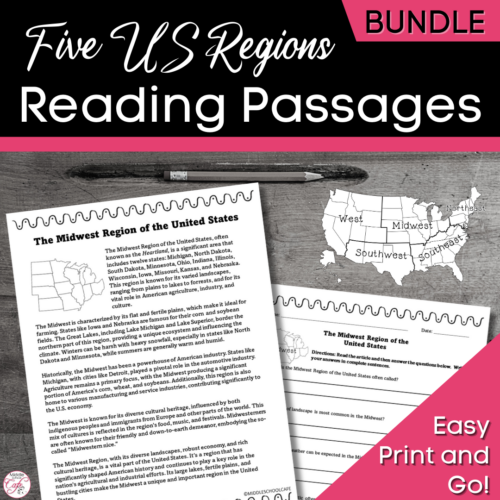 5 Regions of the United States | US Geography Reading Passages BUNDLE ...