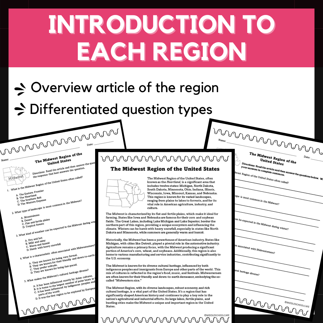 5 Regions of the United States | US Geography Reading Passages BUNDLE ...