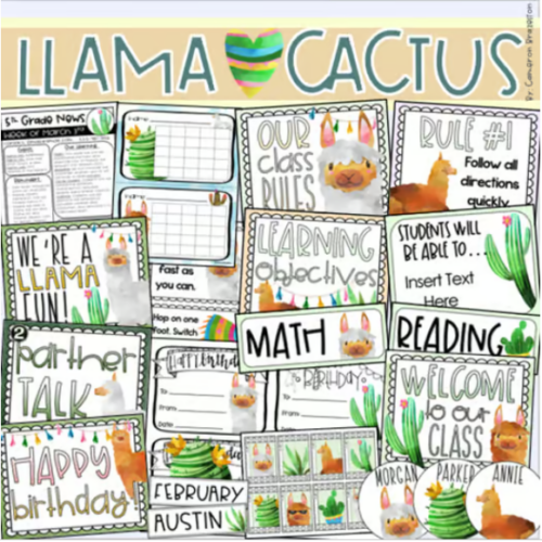 Llama and Cactus Theme Classroom Decorations and Management Mega Bundle ...
