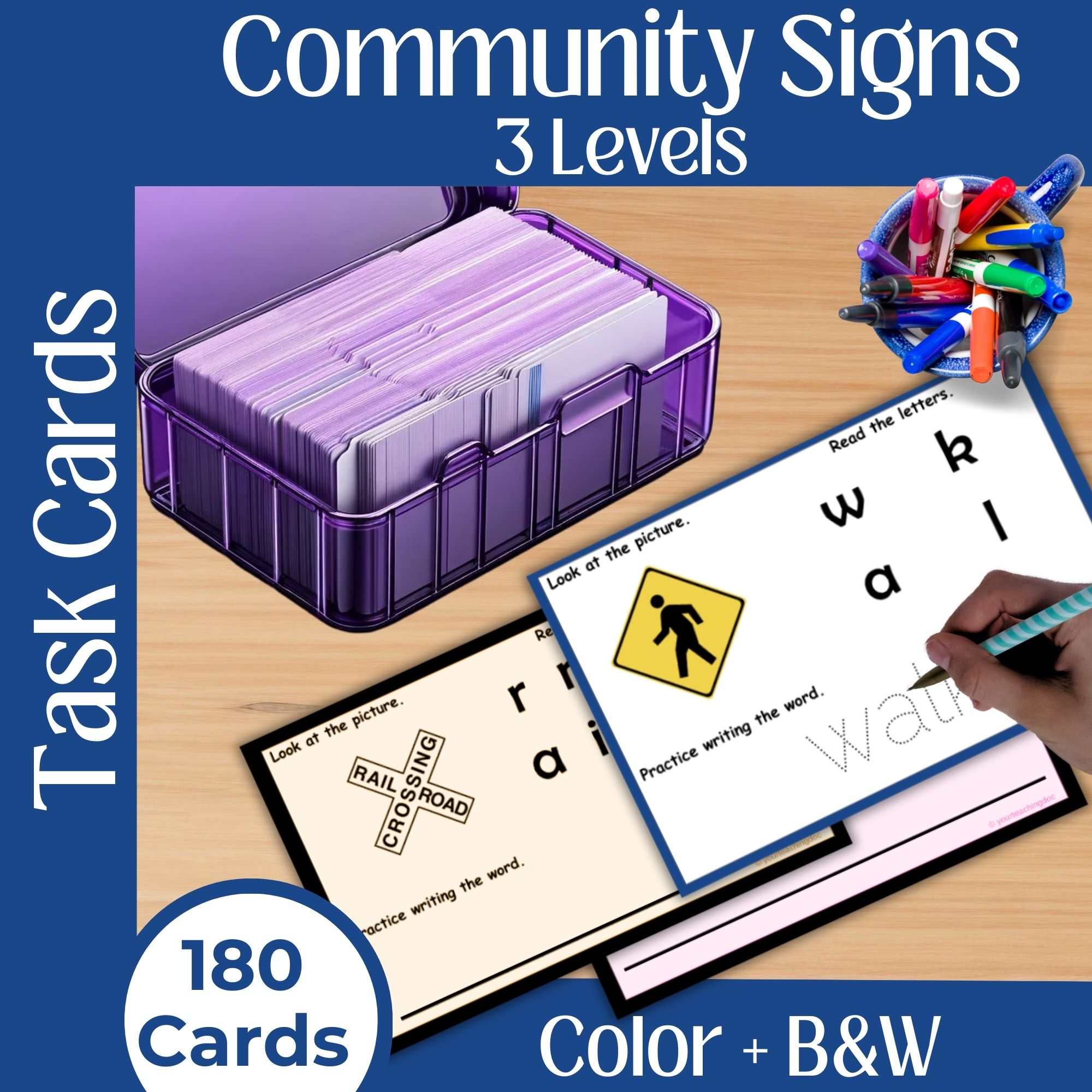 Community Signs Worksheet Bundle, Task Cards, Word Wall/Sight Word ...