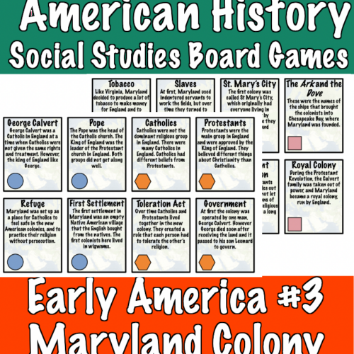 13 Colonies History Board Games #3- Maryland Colony, Go Fish (social ...
