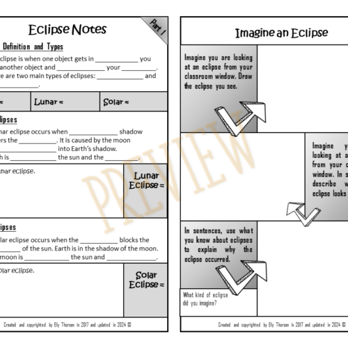 Solar Eclipse 2024 Activity- Solar and Lunar Eclipses Interactive ...