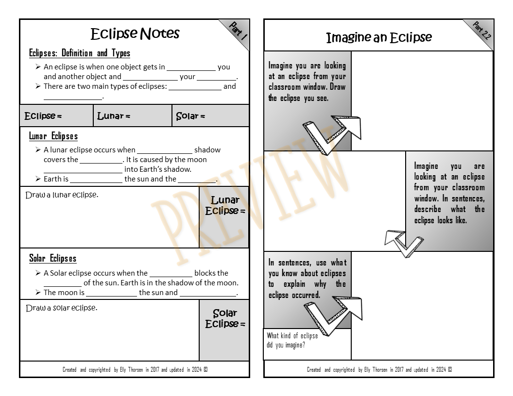 Solar Eclipse 2024 Activity- Solar and Lunar Eclipses Interactive ...