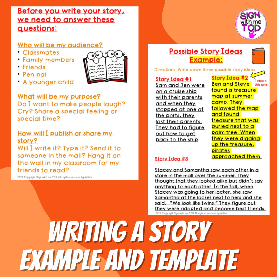 Writing a Story - Example, Graphic Organizer, and Template - Classful