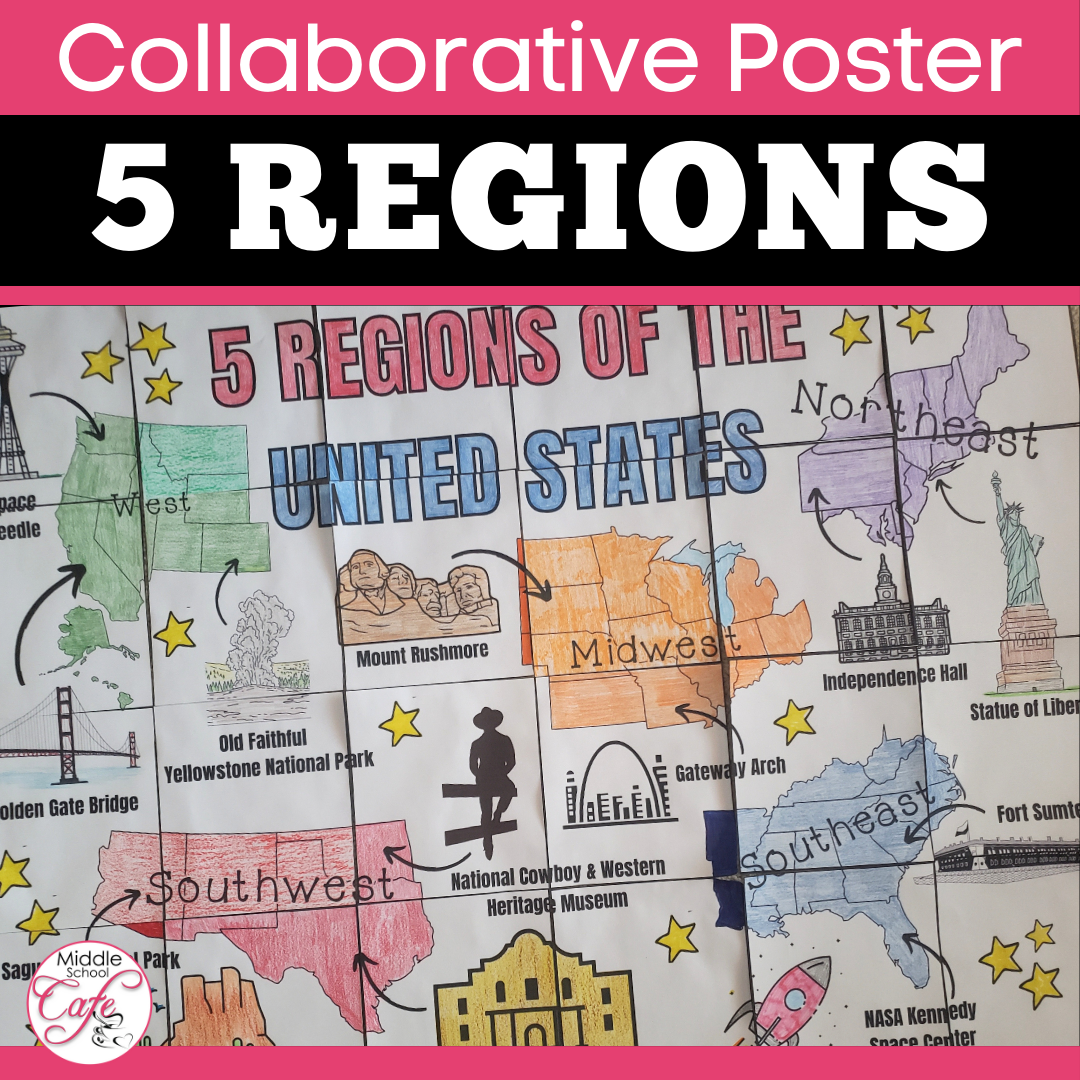 5 Regions of the United States Collaborative Poster - Classful