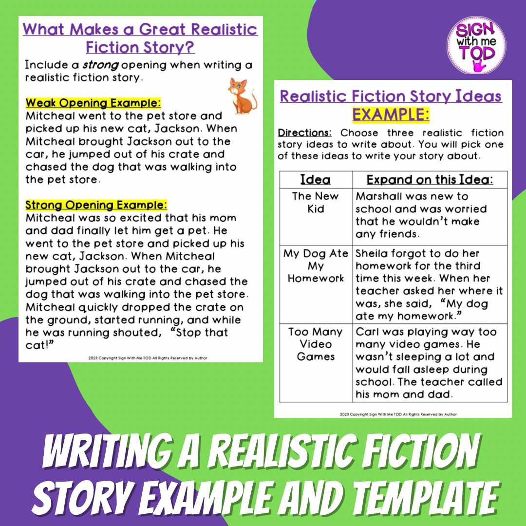 Writing a Realistic Fiction Story Graphic Organizer, Example, and ...