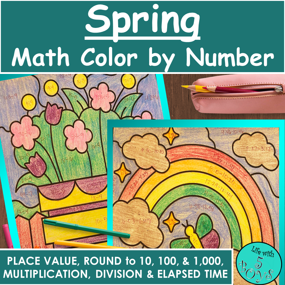 Spring Color by Number/Code 3rd Grade Math Skills Review Activity ...