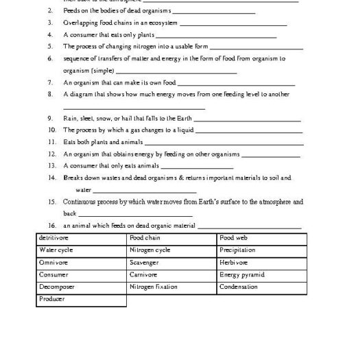 ENERGY FLOW IN ECOSYSTEMS / CYCLES OF MATTER worksheet - Classful