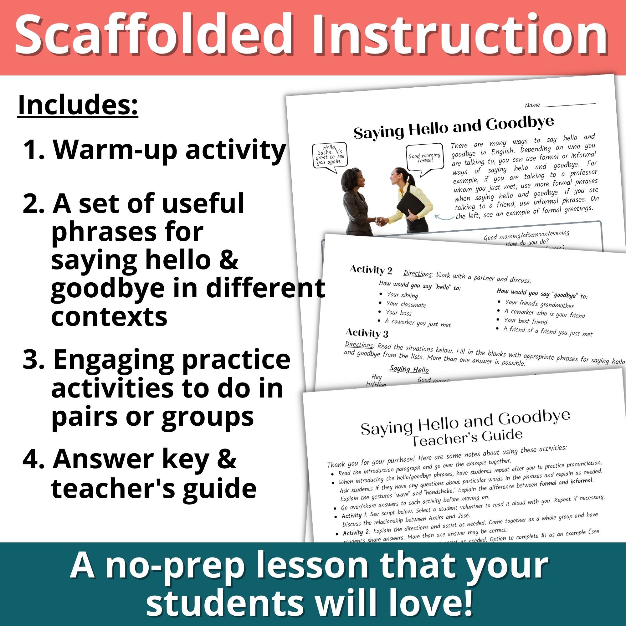 Speaking Activities for Adult ESL and High School ELL Newcomers ...