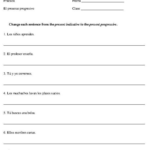 Spanish Present Progressive Practice - Classful