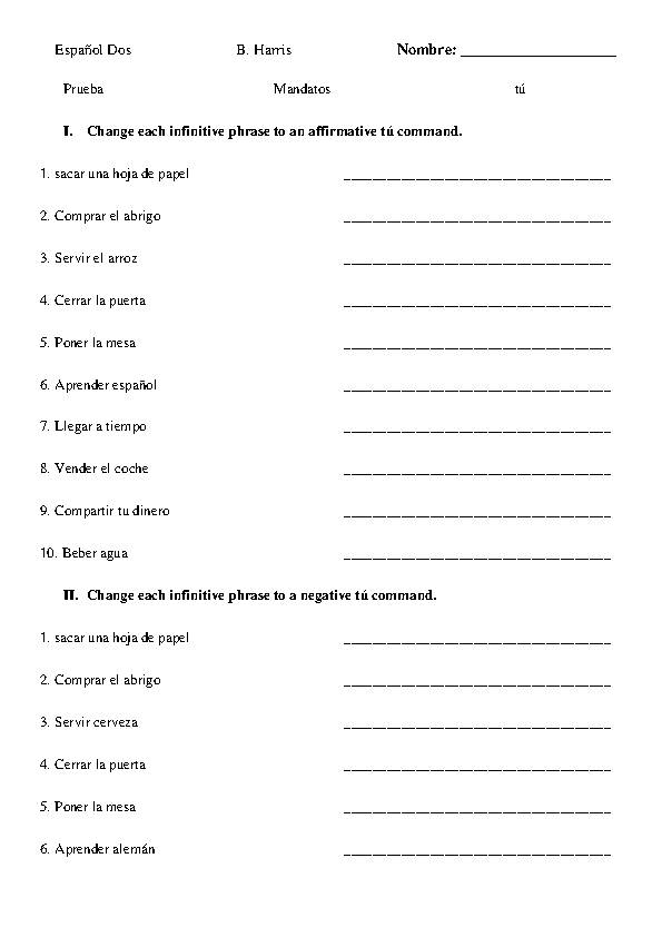 Spanish tu commands Quiz - Classful