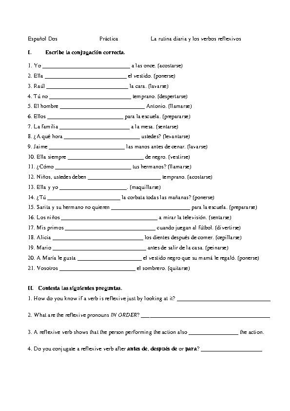 Reflexive verbs conjugation & grammar practice - Classful