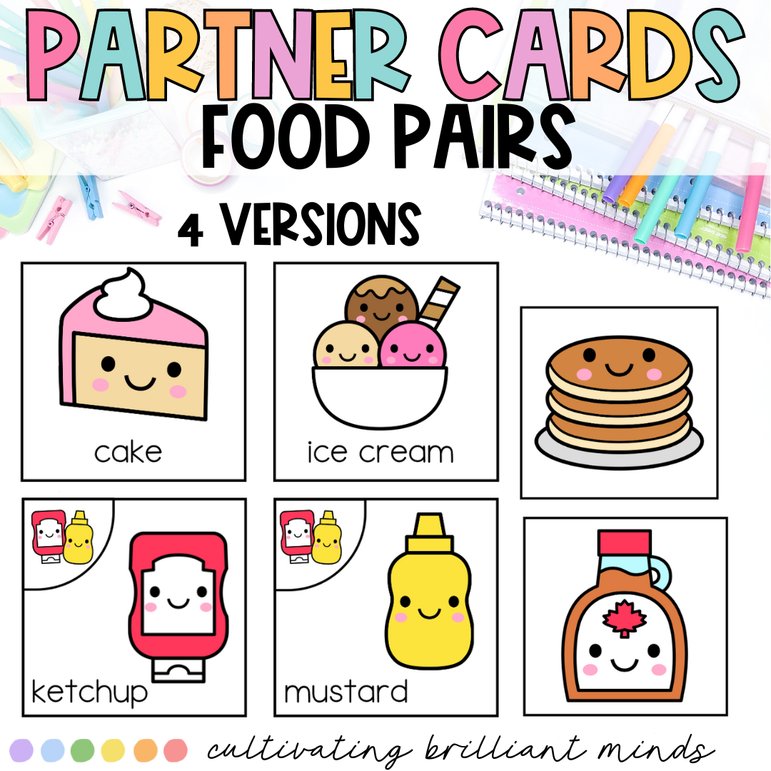 Partner Food Pair Up Set Cards | Back to School | Partner Cards - Classful