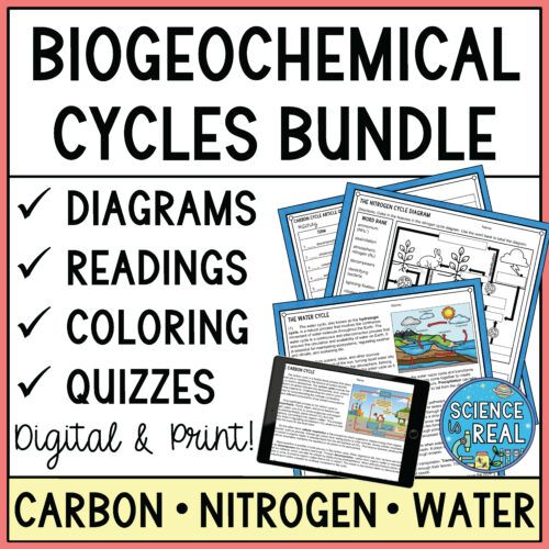 Biogeochemical Cycles Bundle - Carbon Cycle, Nitrogen Cycle, and Water ...