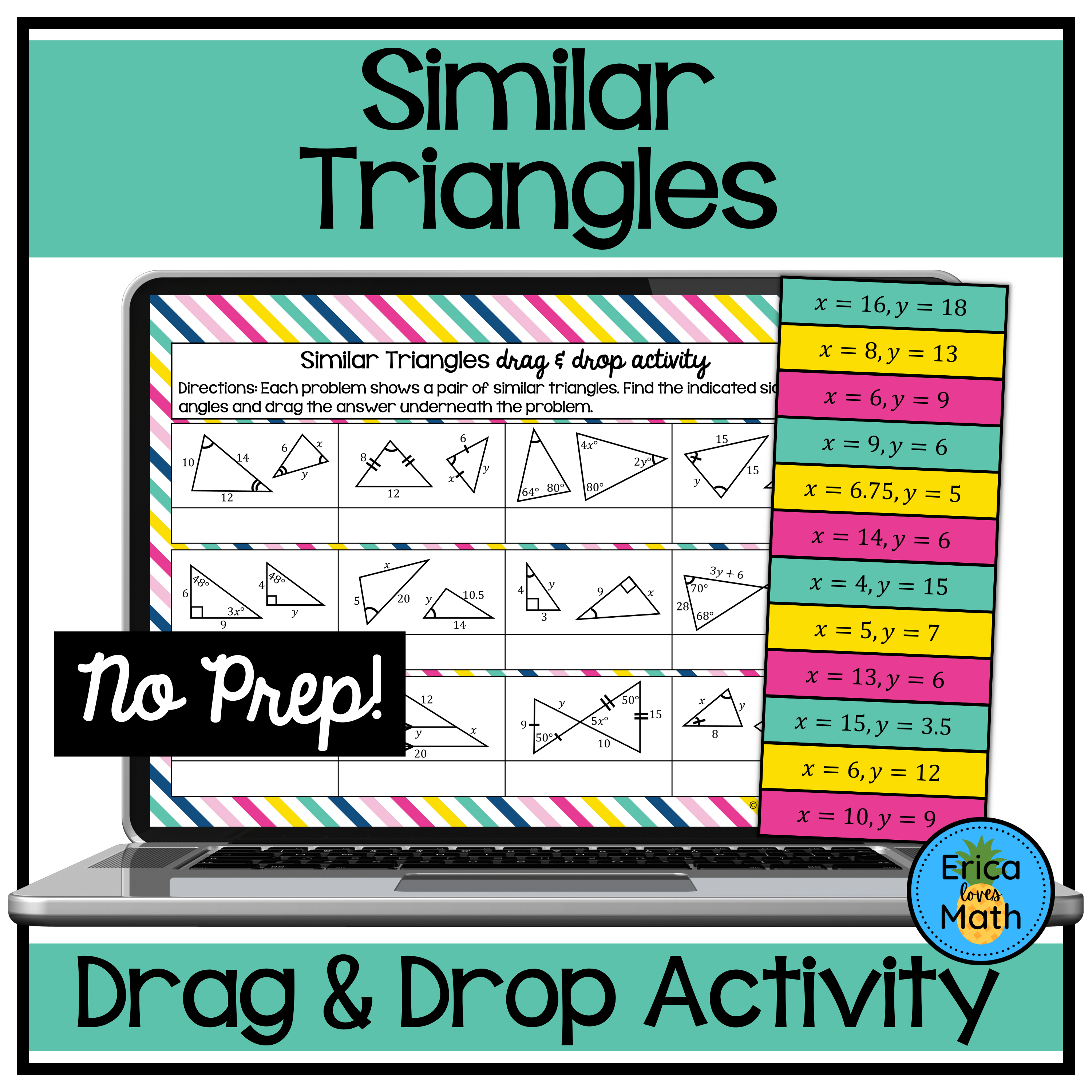 Similar Triangles and Similarity Theorems Digital Drag & Drop Activity