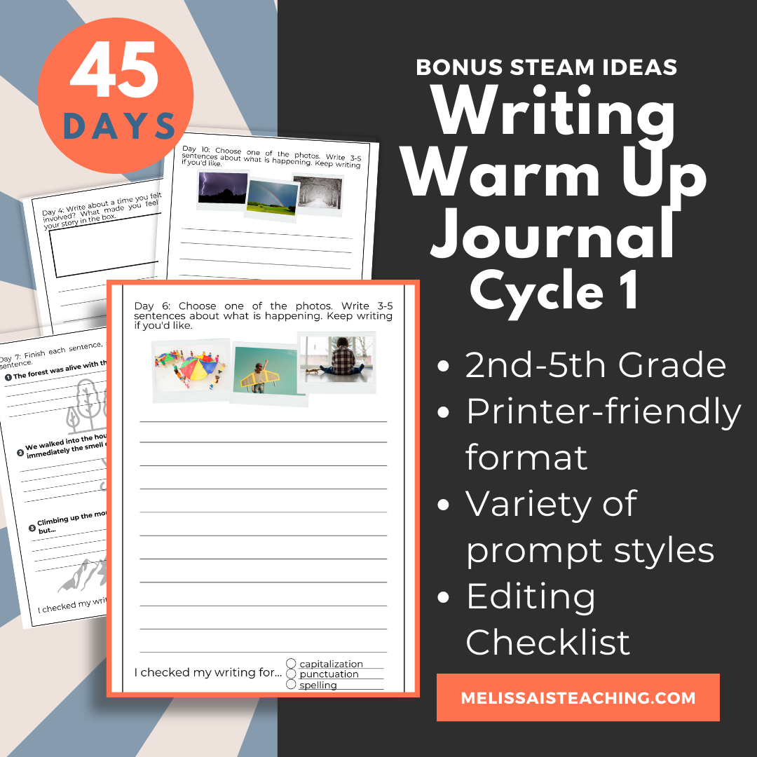 Writing Warm Up Journal for 2nd 3rd 4th 5th Grade Printable, Editing ...
