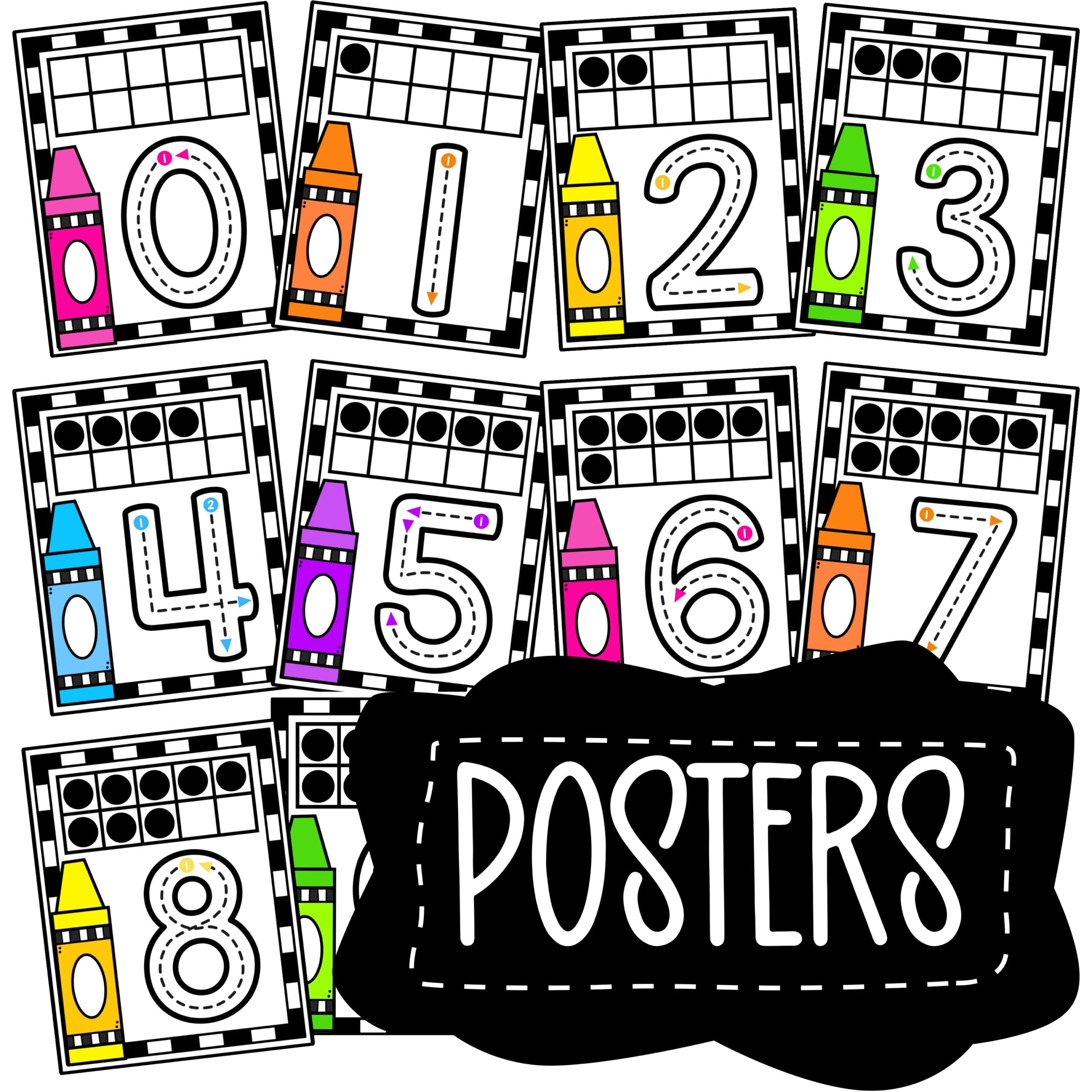 Numbers to 10 with Ten-Frames Classroom Posters - Classful