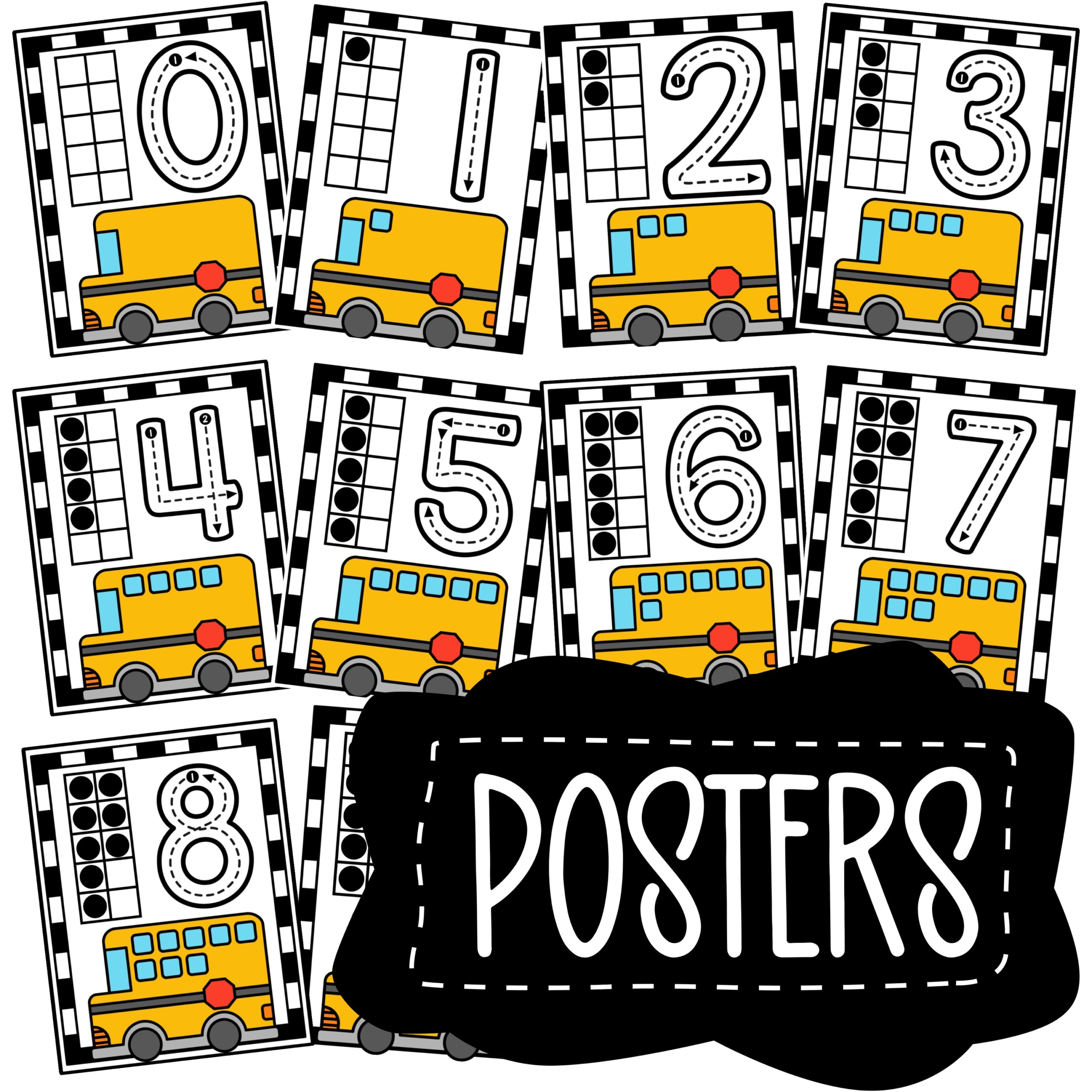 Numbers to 10 with Ten-Frames Classroom Posters - Classful