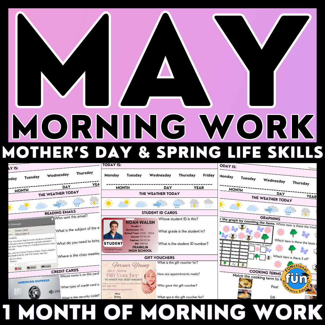 May Morning Work - Mother's Day & Spring Life Skills - Special Ed ...