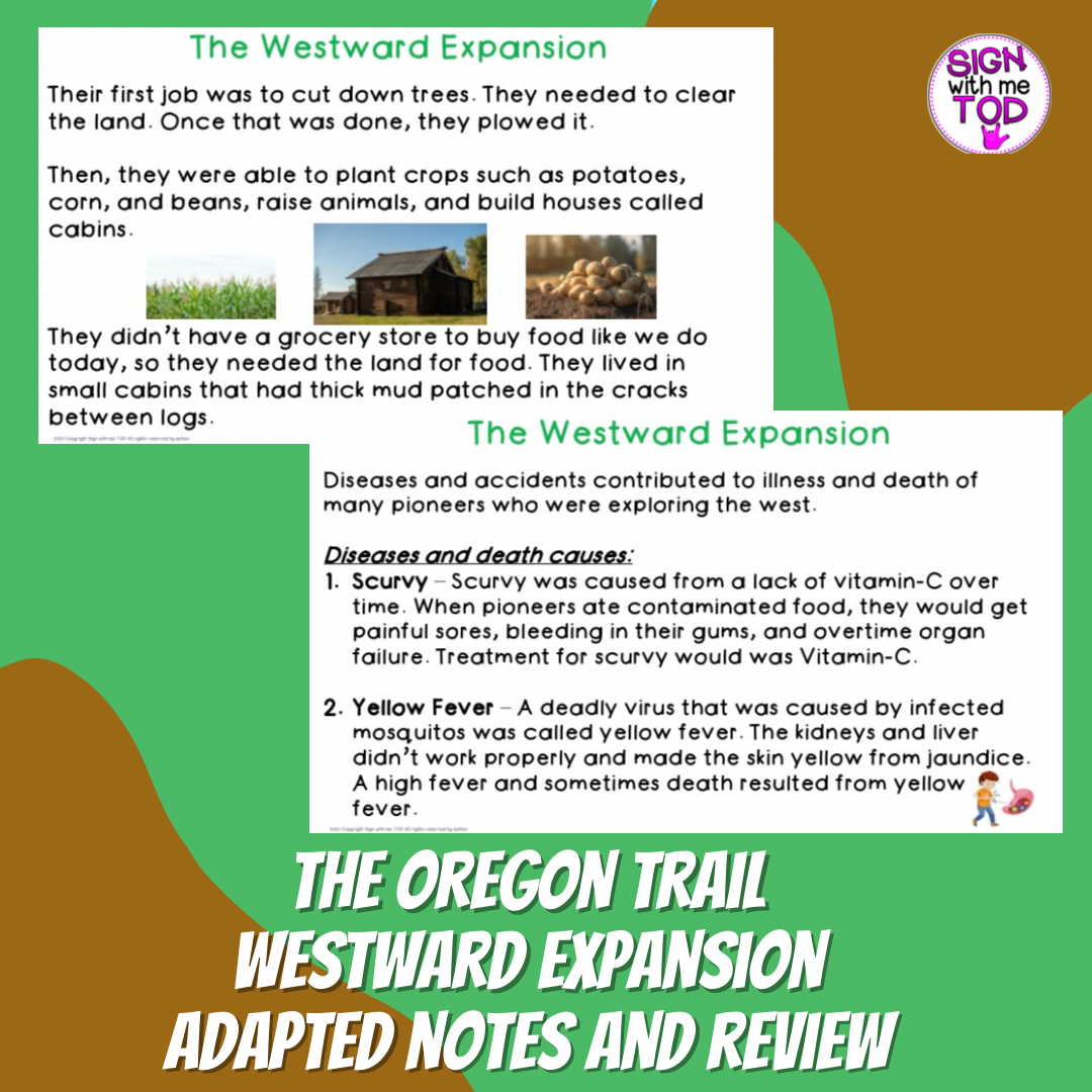 The Oregon Trail Westward Expansion Adapted Notes and Review - Classful