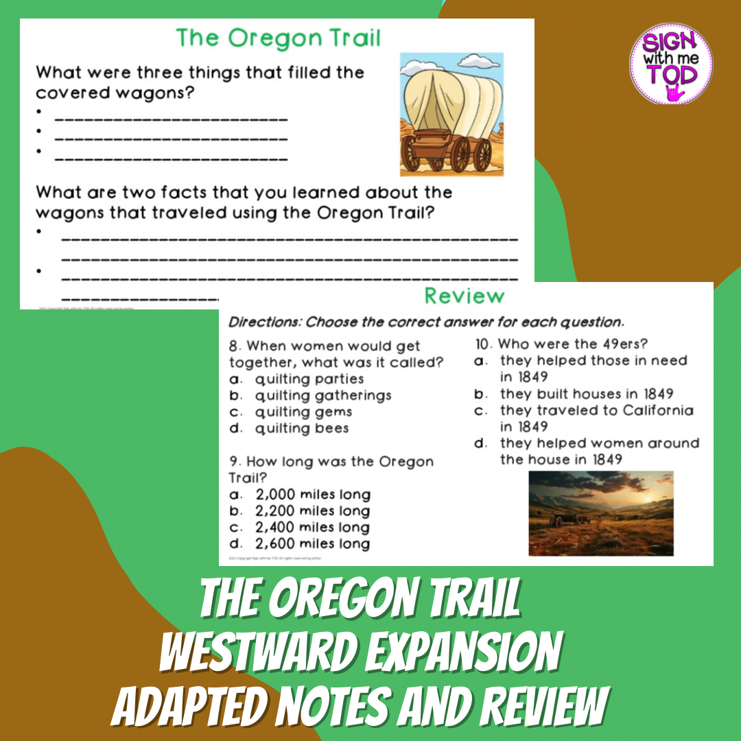 The Oregon Trail Westward Expansion Adapted Notes and Review - Classful