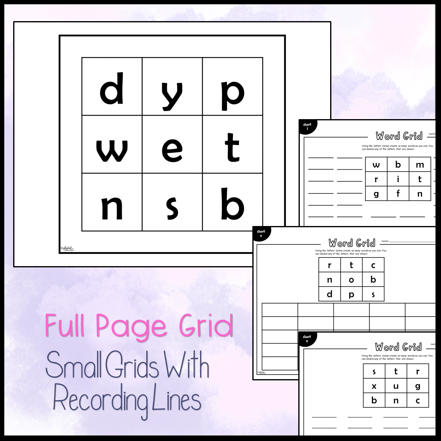 Short Vowel CVC Word Building Center Activity Word Grid Bundle - Classful
