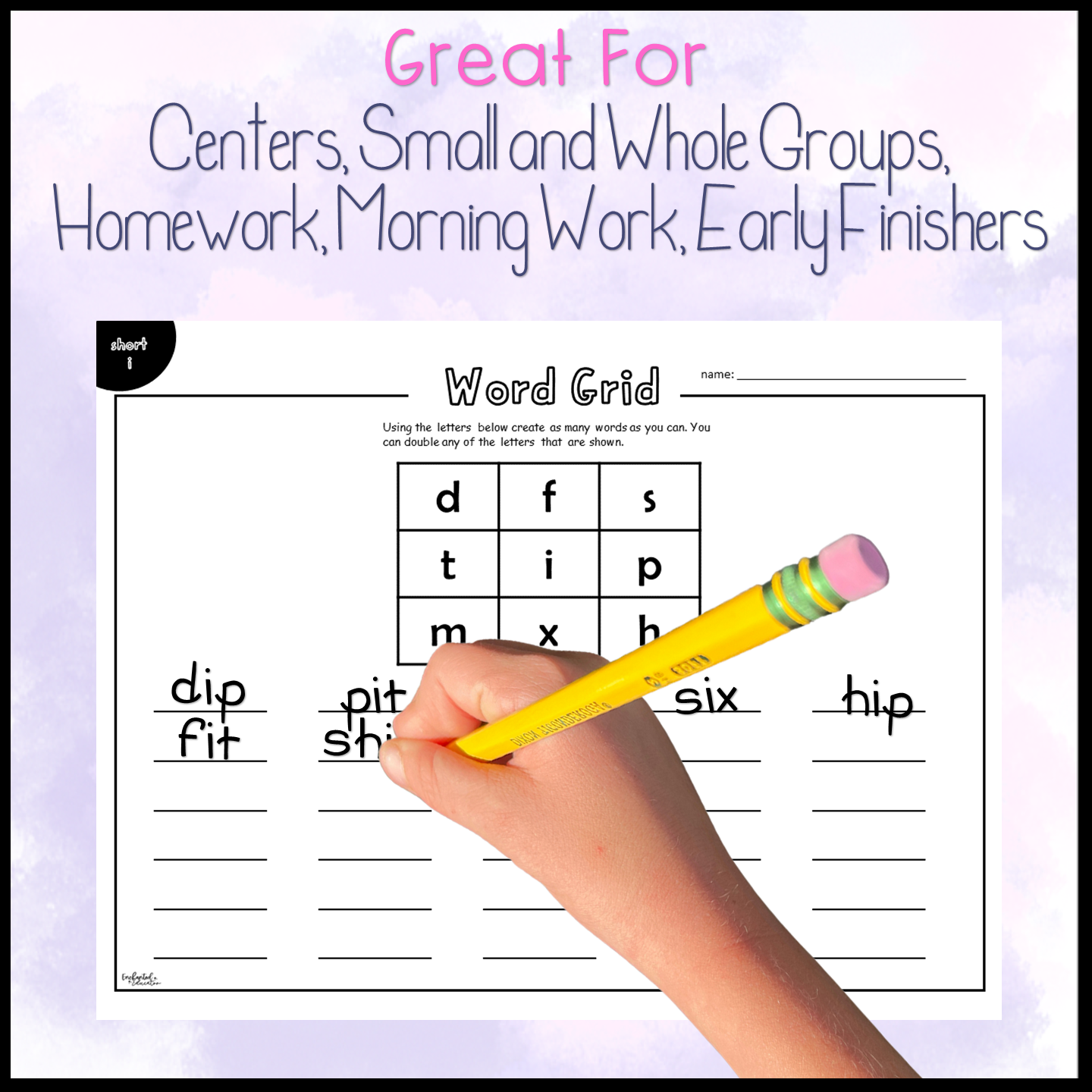 Short Vowel CVC Word Building Center Activity Word Grid Bundle - Classful