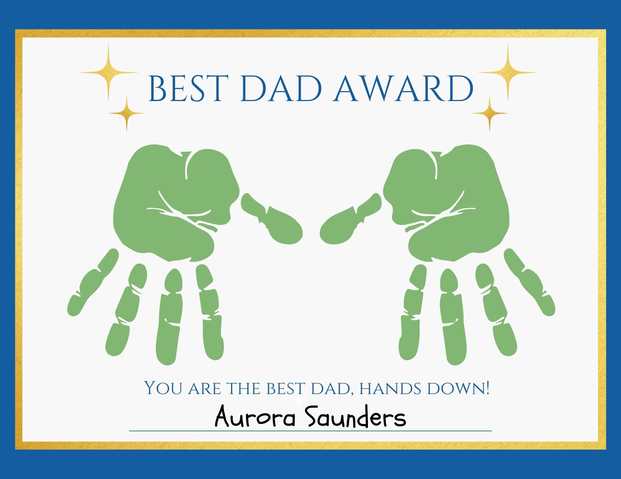 Best Dad Award Certificate (Father's Day Handprint Craft) - Classful
