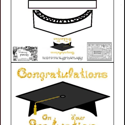 Black Graduation Cap Party Hat or Card Printable With Gold Fabric Font ...