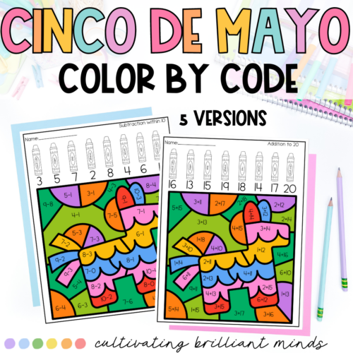 Cinco de Mayo Math Color By Code Piñata | Addition, Subtraction ...