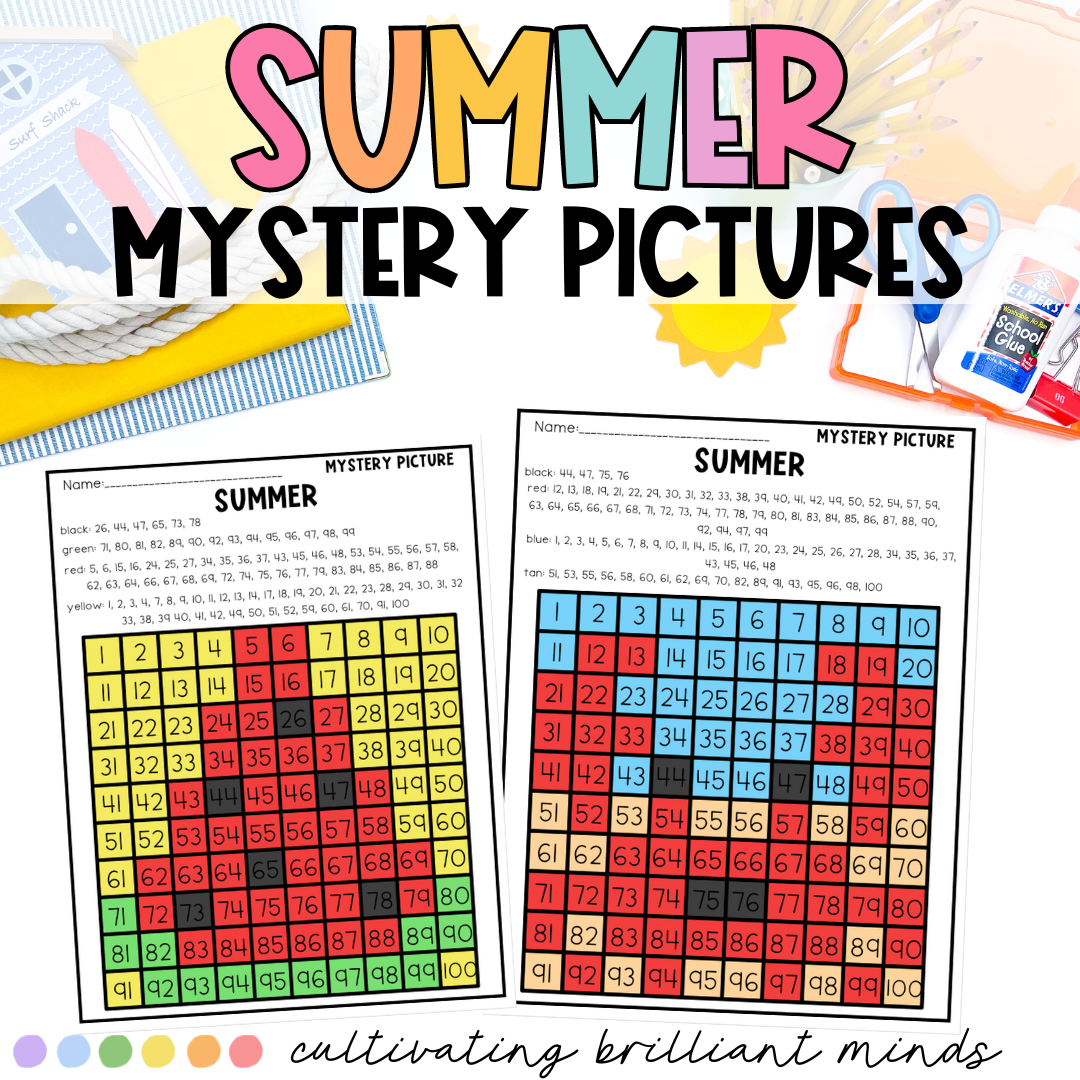 Summer Math Mystery Picture | 100 Chart | May, June | Mystery Picture ...