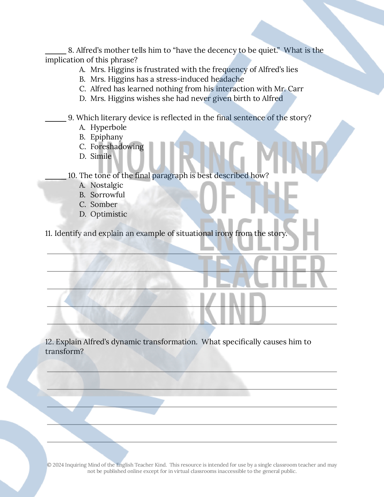 All the Years of Her Life by Morley Callaghan Close Reading Analysis ...