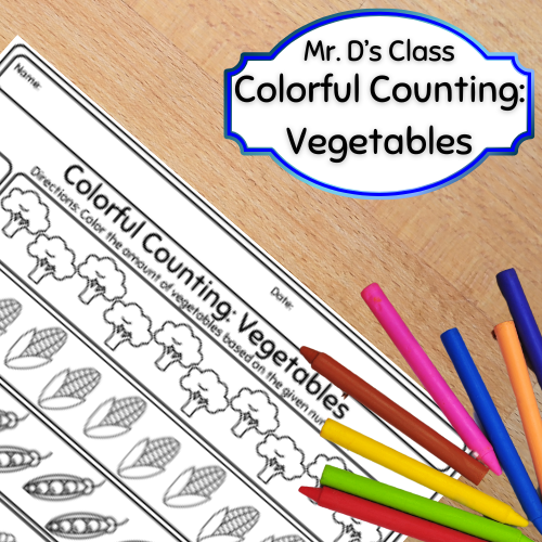 Colorful Counting Vegetables Worksheet - Primary Grades - Classful
