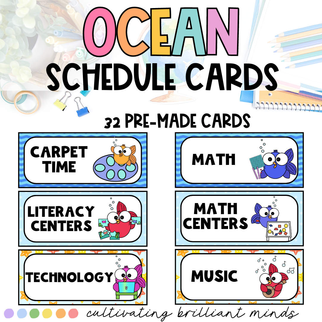 Editable Daily Schedule Cards | Ocean Themed | Ocean Classroom Decor ...