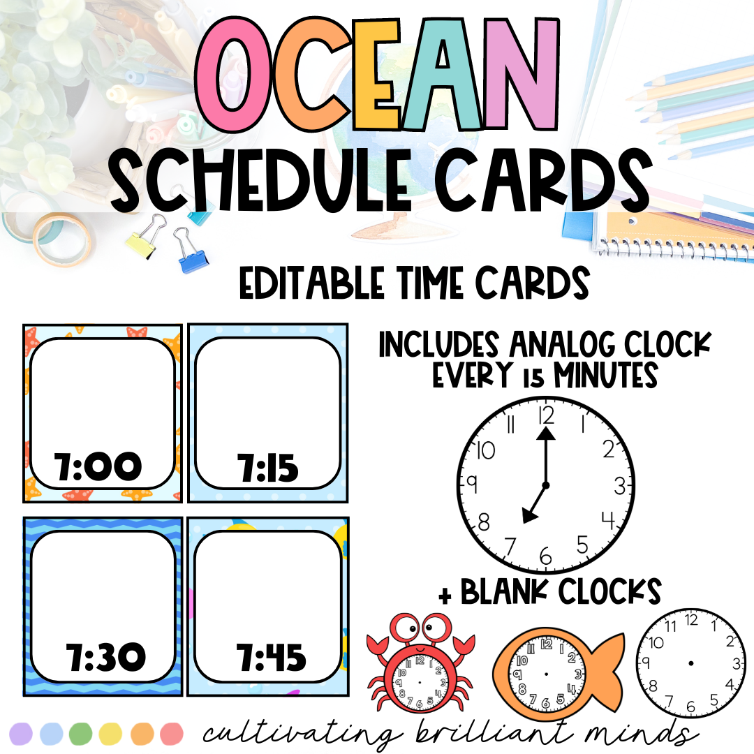 Editable Daily Schedule Cards | Ocean Themed | Ocean Classroom Decor ...