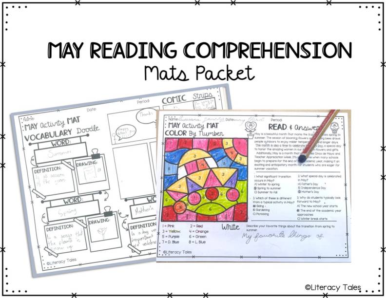 May Reading Comprehension Writing Vocabulary Mazes, Word Search Mats ...