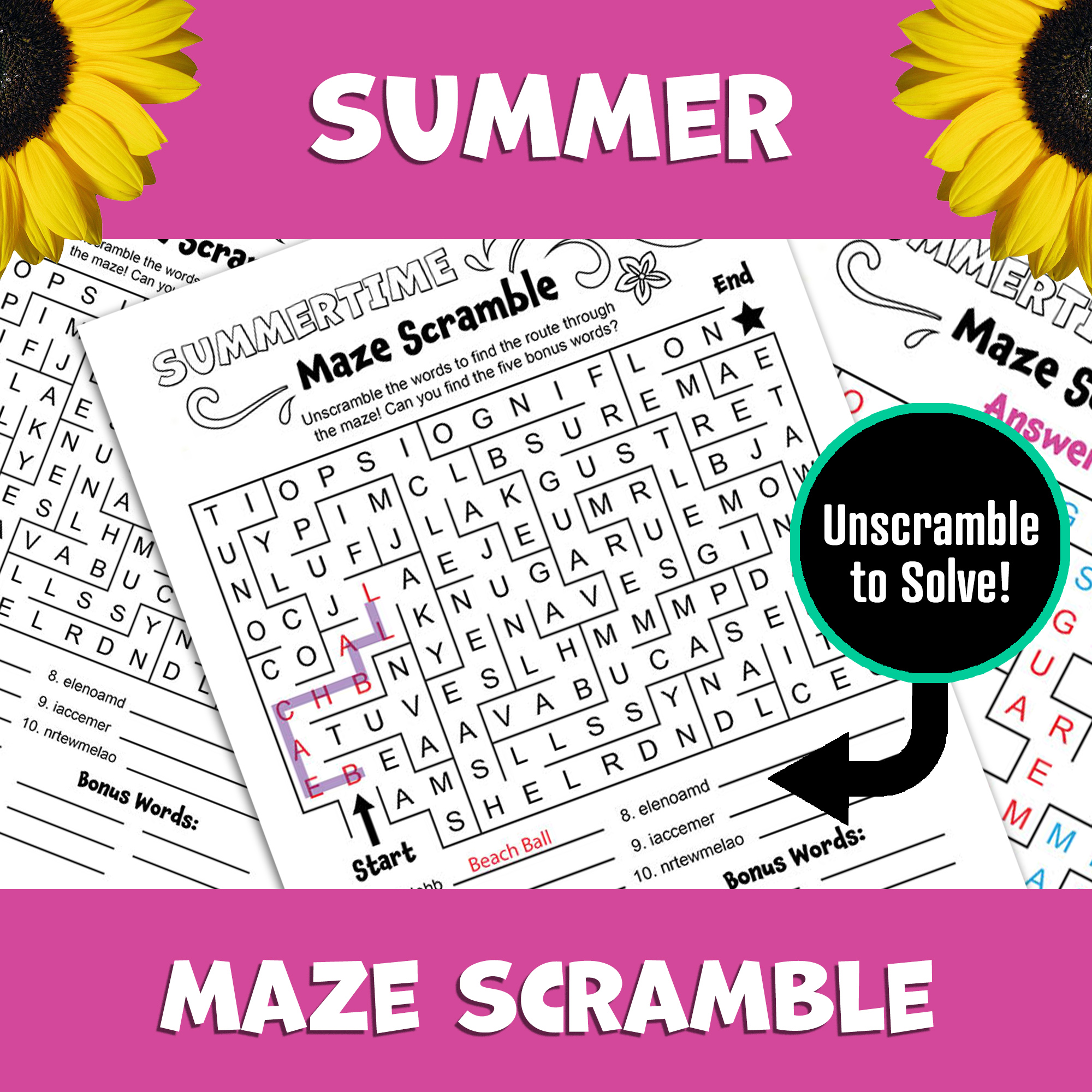 Printable Summer Word Search Puzzles