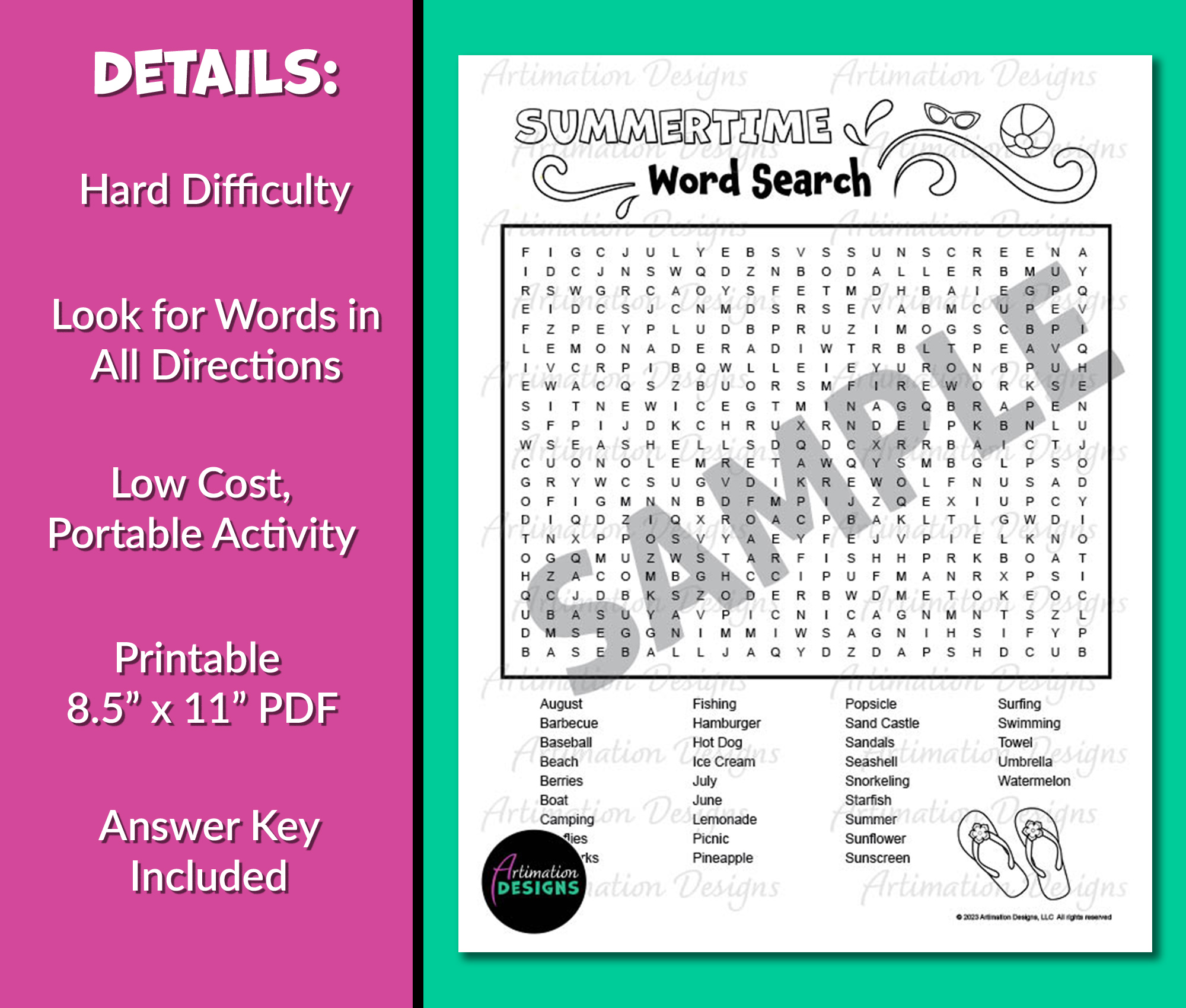 BUNDLE- Summer Word Games | Word Scramble | Word Search | Crossword ...
