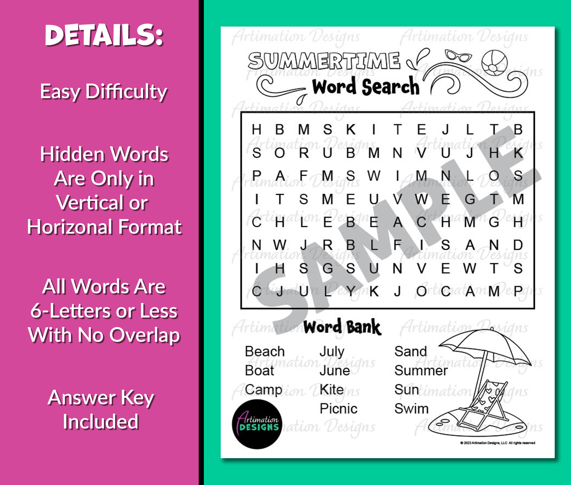 BUNDLE- Summer Word Games | Word Scramble | Word Search | Crossword ...