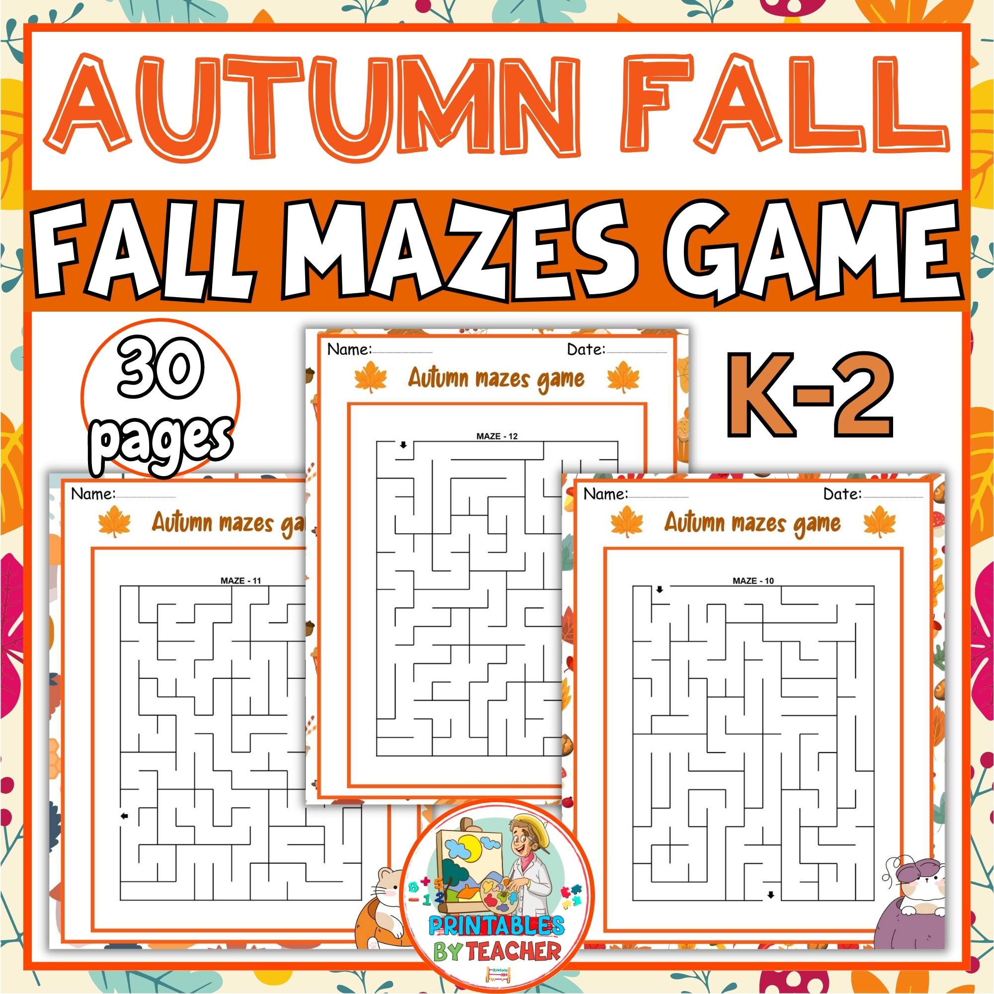 Autumn Fall mazes game for kids| back to school activities | November ...